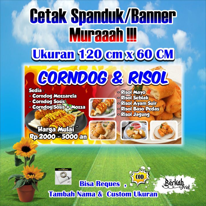 Spanduk Banner Corndog Mozarella & Risol Mayo Ukuran 120 cm x 60 cm ...
