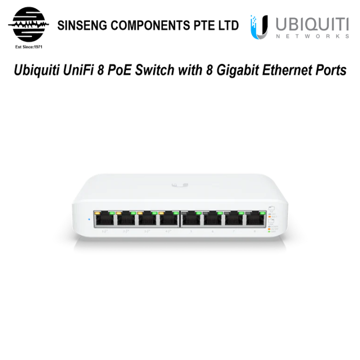 Ubiquiti UniFi 8 PoE Switch with 8 Gigabit Ethernet Ports - 1 YEAR ...