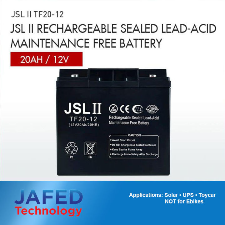 20AH 12V JSL II Sealed Lead Acid Battery for UPS Solar Power Toycar and ...