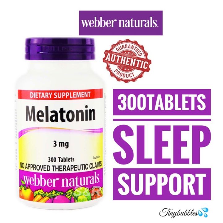Webber Naturals Melatonin 3 mg (300 Tablets) OR 5 mg (240 Tablets) 2027 ...