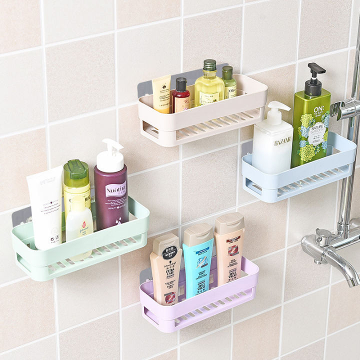 Bathroom wall mounted storage rack with no holes or marks for wall ...