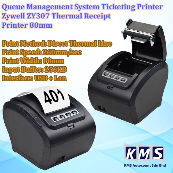 Queue Management System Ticketing Printer Zywell ZY307 Thermal Receipt ...
