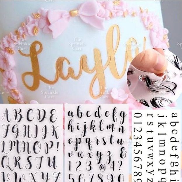 Alphabet Letter Cake Stamp Tool Calligraphy Cursive Plain Handwriting ...