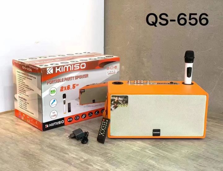 KIMISO Bluetooth Speaker With 1 Wireless Microphones QS-656 Outdoor ...