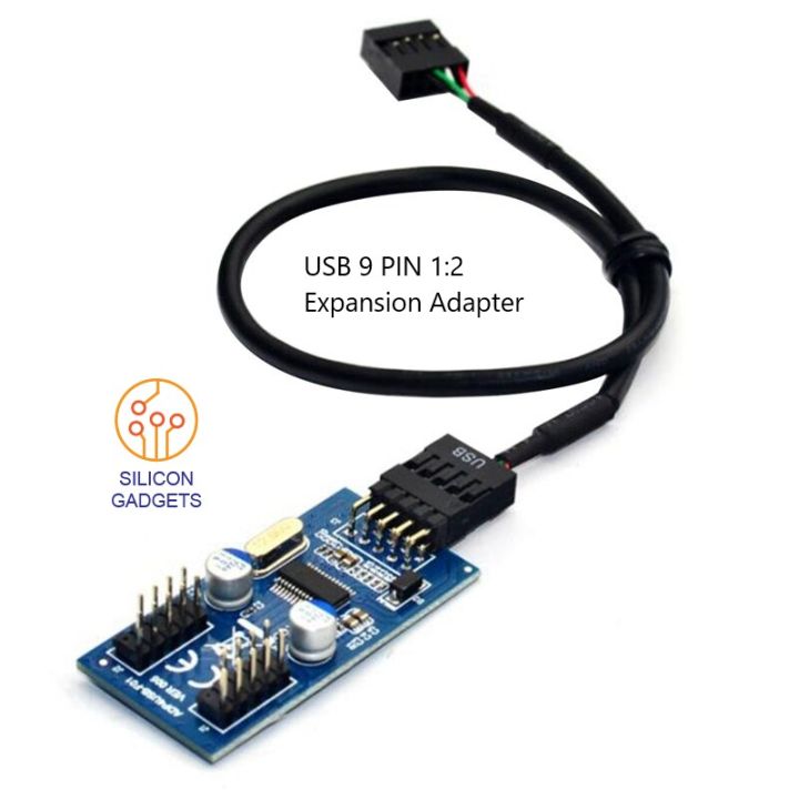 9 Pin USB Header Male 1 to 2 Female Extension Cable Card Desktop 9Pin ...