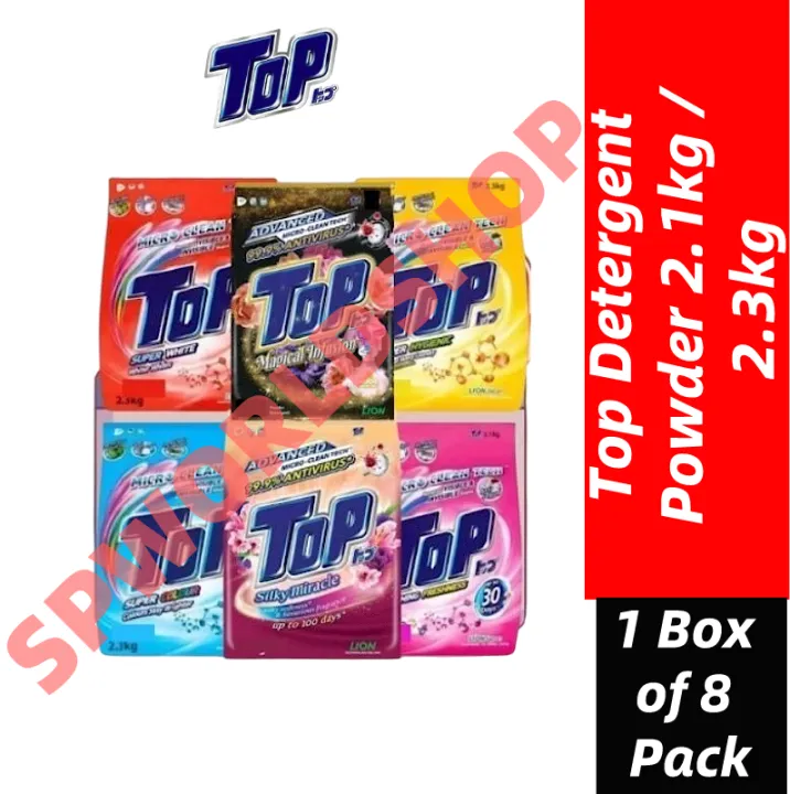 READY STOCK!!! Top Detergent Powder 2.1kg / 2.3kg 1 Box of 8 Pack | Lazada