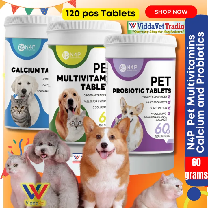 120 tablets N4P Pet Multivitamins Probiotics Calcium Pet vitamins ...