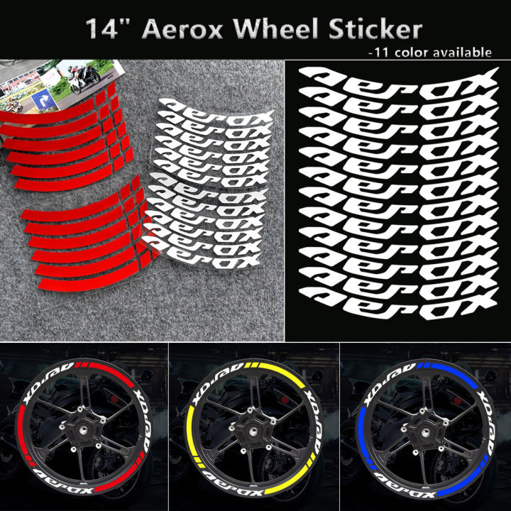 14inch Aerox Wheel Sticker Reflective Motorcycle Wheel Hub Scooter Rim ...
