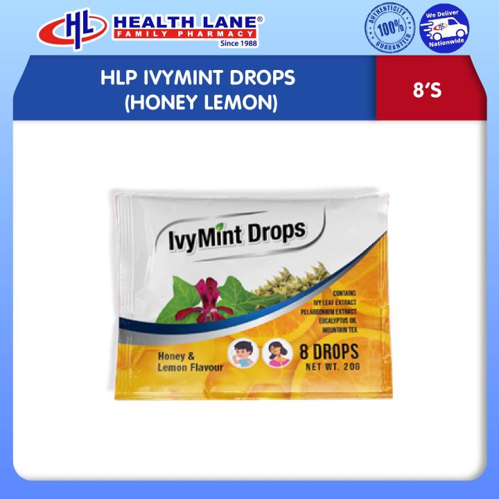 HLP IVYMINT COUGH DROPS (HONEY LEMON) (8'S) [SORE THROAT / COUGHT ...