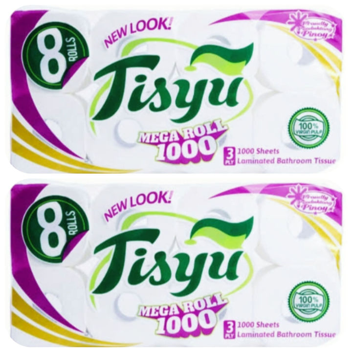 TISYU MEGA ROLL 3-PLY 8 ROLLS BATHROOM TISSUE BY 2 PACKS (16rOLLS ...