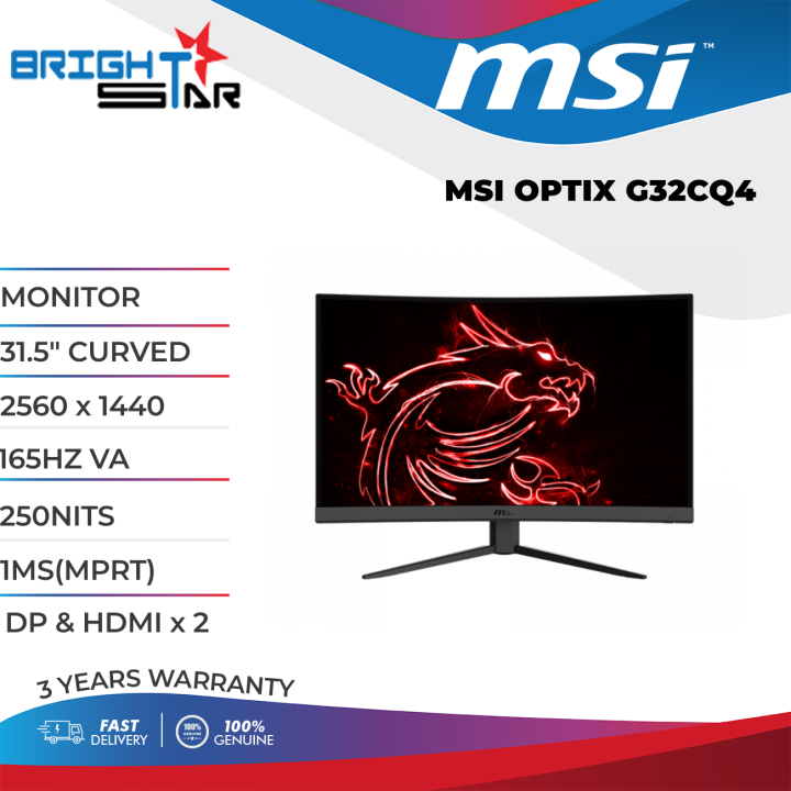 MSI Gaming Monitor Optix G32CQ4 ( 31.5 Inch | CURVED | VA | 165Hz) | Lazada