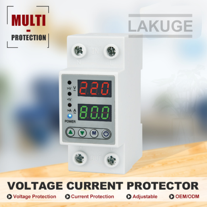 Voltage Protection 220V 40A Digital Din Rail Over Under Voltage Current ...