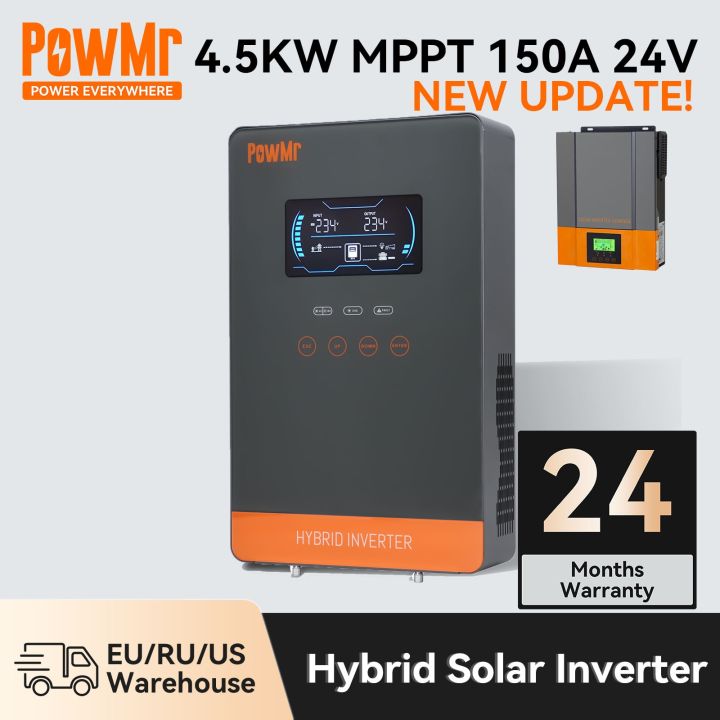 Powmr Solar Inverter Hybrid 24V MPPT 150A 80A Battery Converter Pure ...