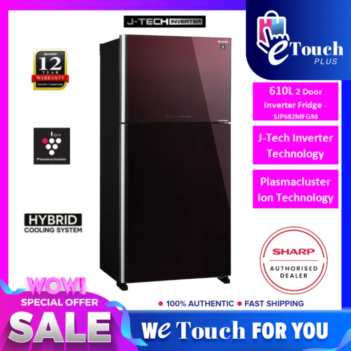 SHARP [ SJP682MFGK - black / SJP682MFGM - maroon ] 2 DOORS INVERTER ...