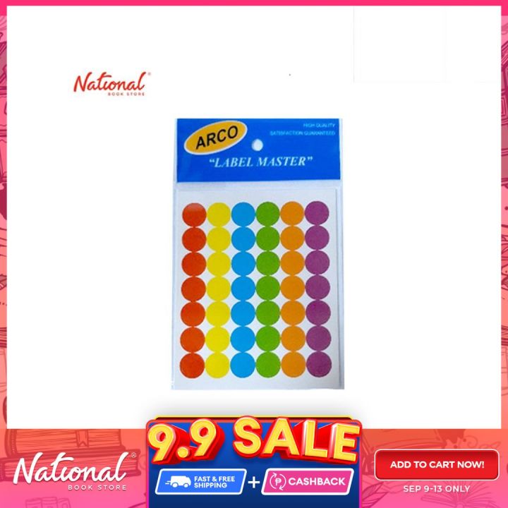 ARCO LABEL STICKER C8501B 15MM 42S 6SHEETS CIRCLE ASSORTED COLOR ...