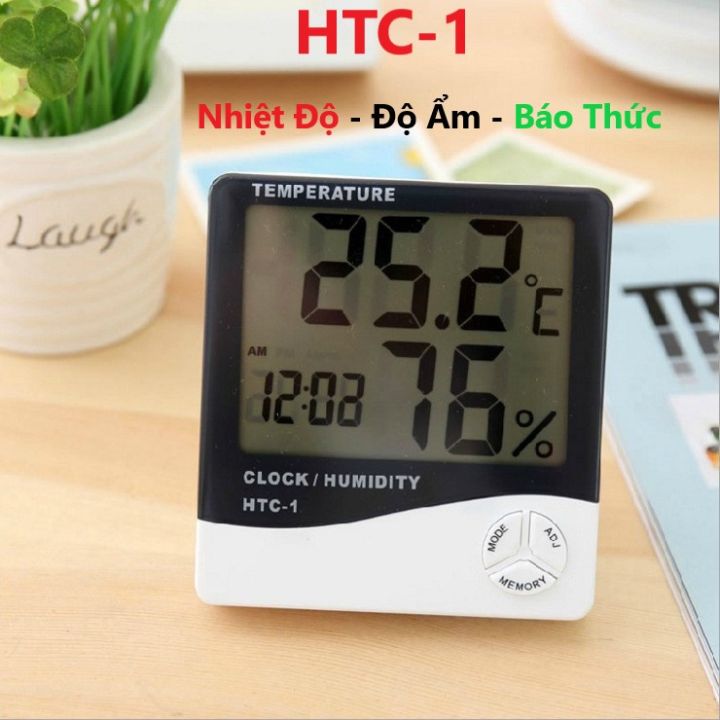Nhiệt ẩm kế điện tử LCD HTC1, HTC-1, HTC01, HTC-01 đo nhiệt độ, độ ẩm, đồng hồ báo thức (có sẵn ...