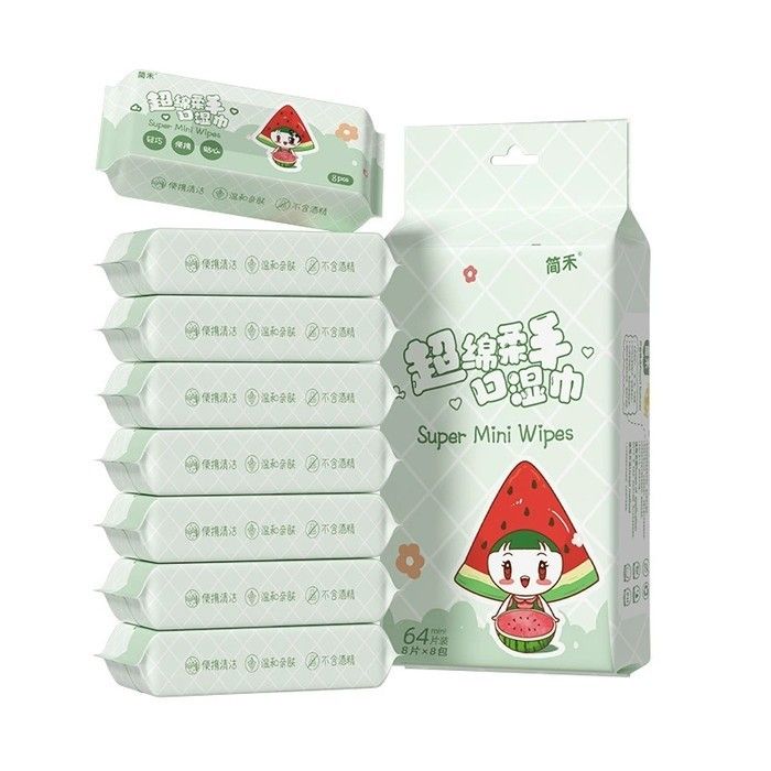 Tissue basah mini Tisu basah karakter wet wipes 1 pack isi 8 bungkus ...