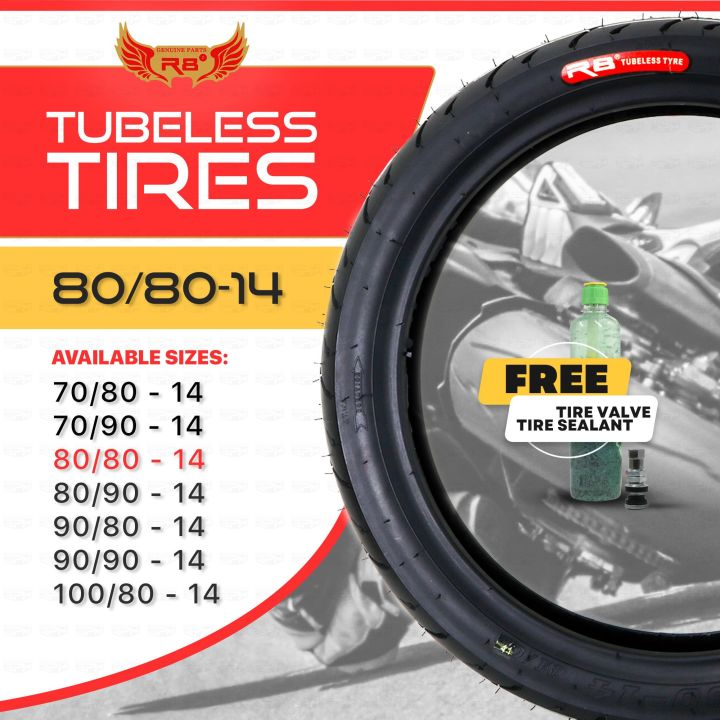 R8 TUBELESS TIRE 80/80X14 WITH SEALANT AND PITO (9861-208) | Lazada PH