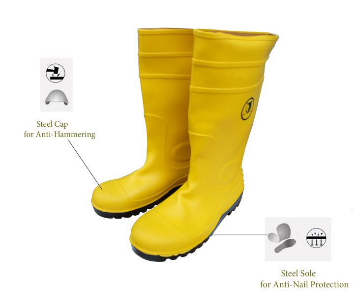 Welwolf Safety Rain Boot PVC Waterproof RainBoot with Steel Cap and ...