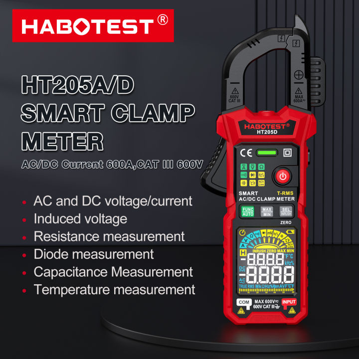 HABOTEST HT205 clamp type multimeter current 600V AC/DC voltage 6000 ...