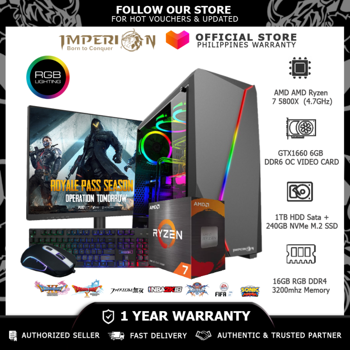 IMPERION Gaming Computer Desktop AMD AMD Ryzen 7 5800X Desktop ...
