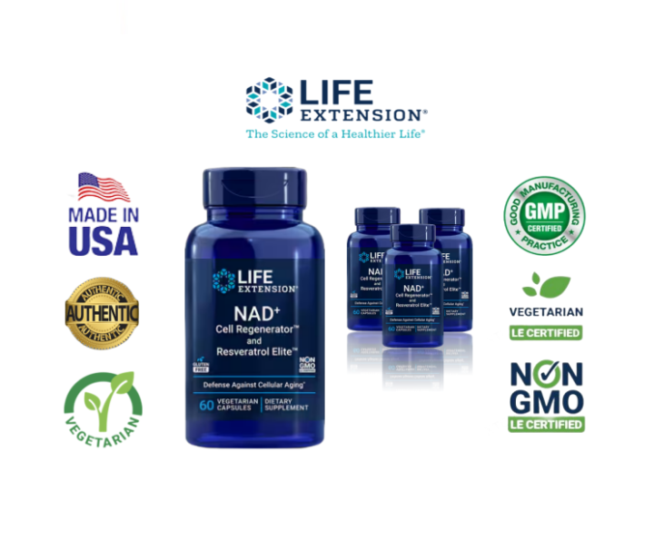 Life Extension NAD+ and Resveratrol Antioxidant Capsules - Vegetarian ...