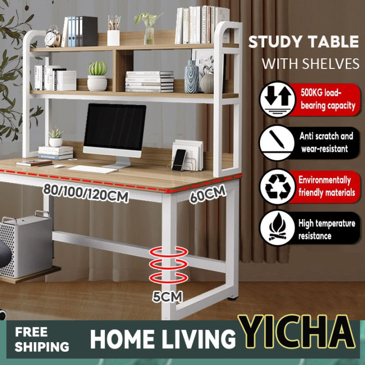 Study Table Computer Desk Office Table Walnut/Black/White 80/100/120CM ...