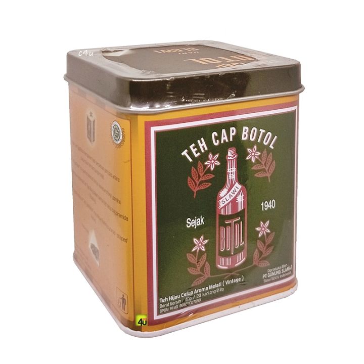 Teh Cap Botol VINTAGE - Teh Hijau Melati Celup - KALENG | Lazada Indonesia