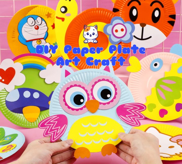 Colorful Cartoon DIY Paper Plate Art Craft Stickers Kids Kindergarten ...
