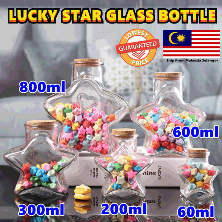 Lucky Star Glass Bottle Whishing Origami Paper Star Paper Birthday Gift ...