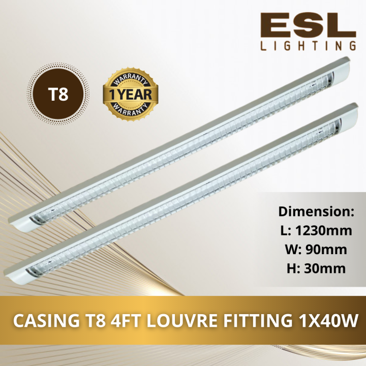 ABLELUX Casing T8 1X40W 2X40W 4FT Louvre Fitting Siling Ceiling Single ...