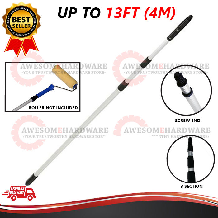 DELUXE 13FT 4M ALUMINIUM TELESCOPIC EXTENSION POLE STICK FOR PAINTING ...