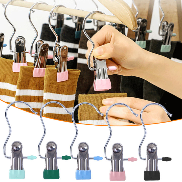10Pcs Stainless Steel Clothespins with Hook / Laundry Clothes Pegs for ...