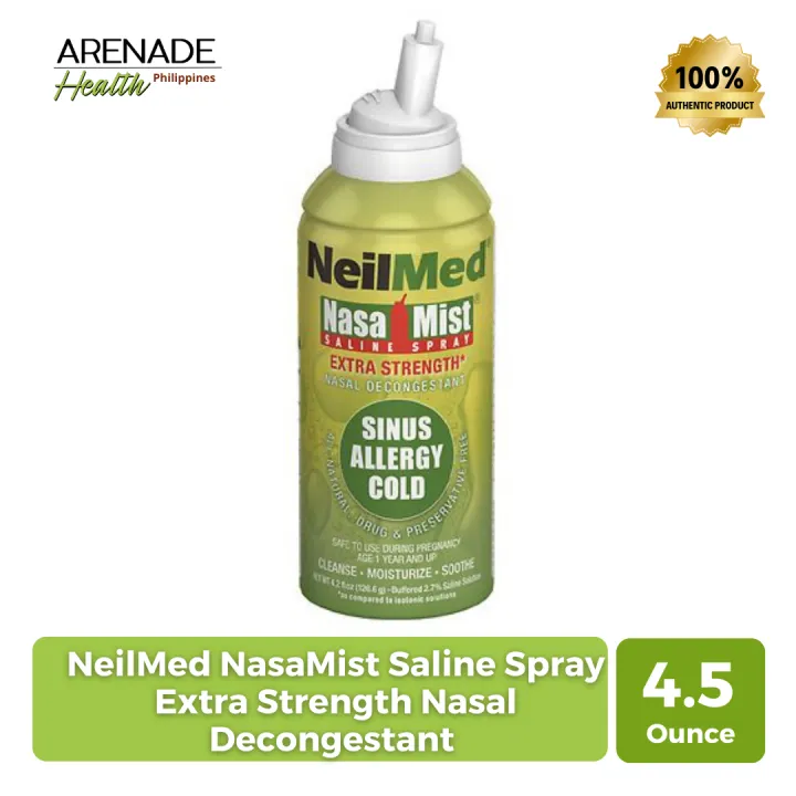 NeilMed NasaMist Saline Spray Extra Strength Nasal Decongestant 4.5 oz ...