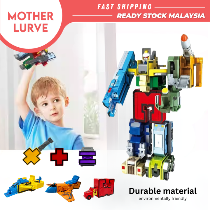 Number Transforming Robot [0-9 = - + x ÷] 15 Pieces Transformer Kid ...