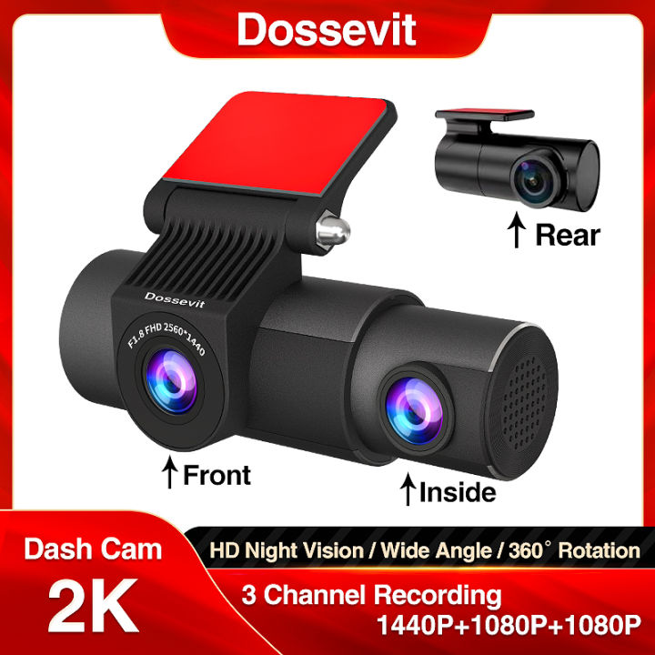 Dossevit 2K Car Camera Recorder 1440P Wifi 3 Lens Dash Cam 140 FOV Wide ...