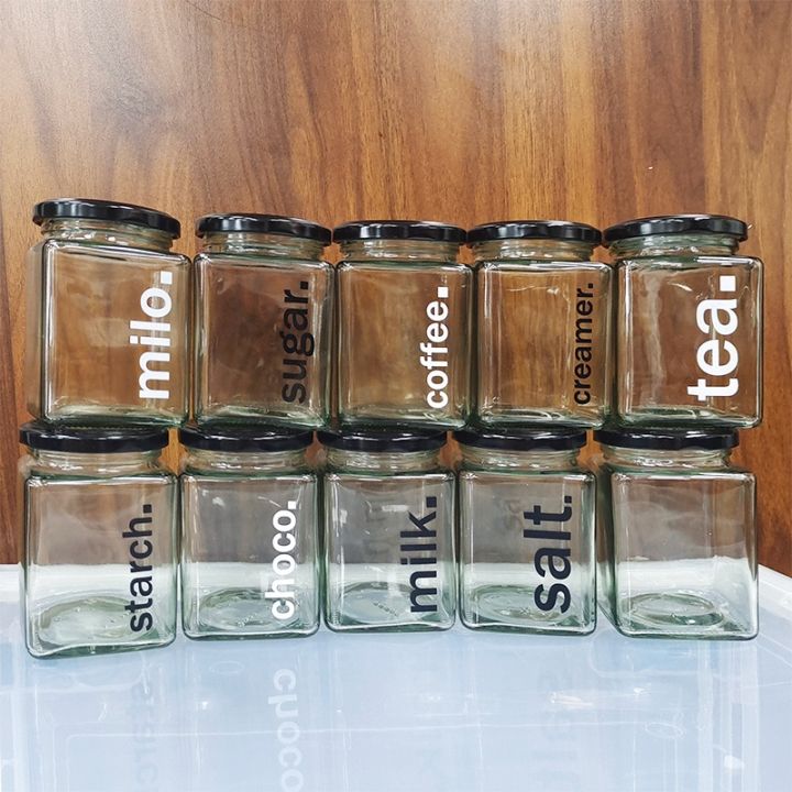 3 Piece Jar Condiments Container glass Coffee Sugar Creamer Salt With ...