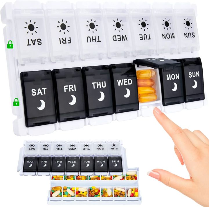 Didihou Double Pill Case 7 Day Pill Organizer 2 Times A Day-Weekly ...