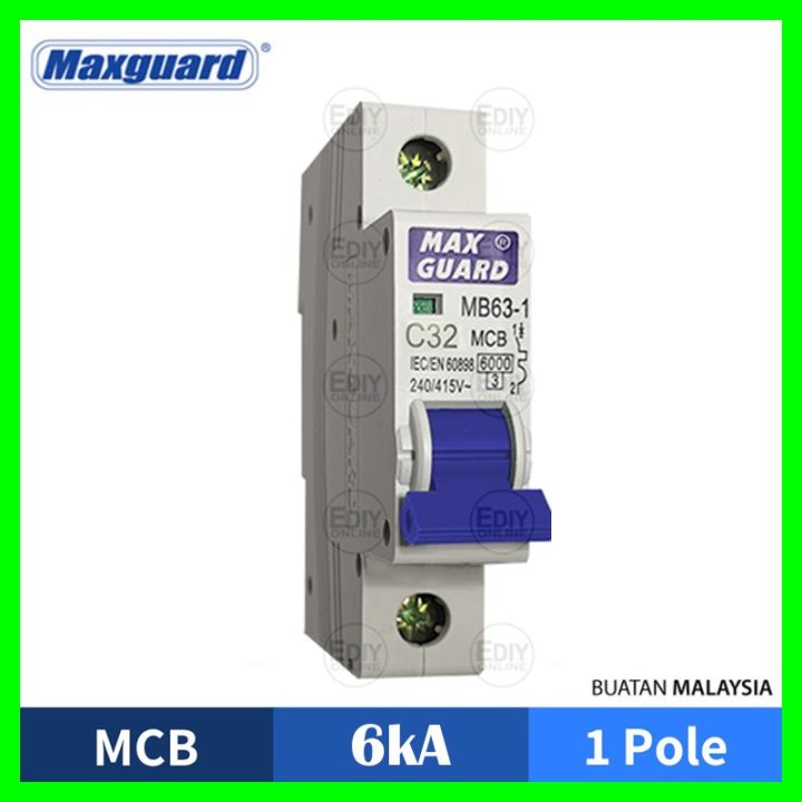 [ready Stok] Maxguard Mcb 6ka 32a 1pole 1p Amp Rccb Main Switch Elcb Db