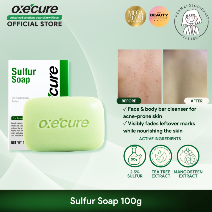OXECURE SULFUR SOAP 100g [Face and body cleanser to fight and clear ...