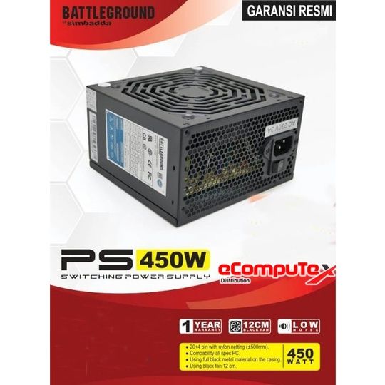 POWER SUPPLY SIMBADDA 450W / PSU PC KOMPUTER 450 WATT - GARANSI RESMI ...