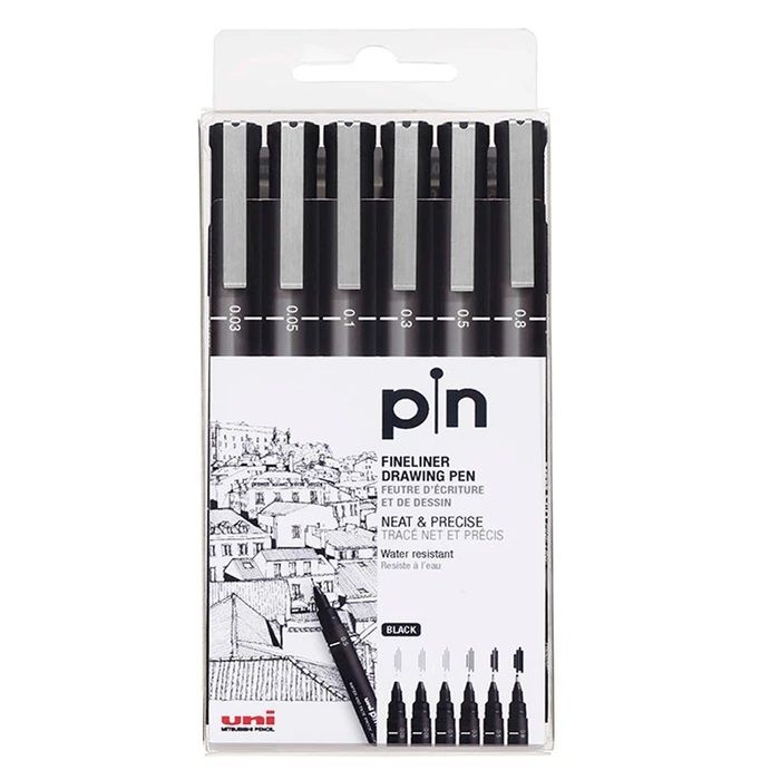 Unipin Fineliner Set of 6 Black | Lazada PH