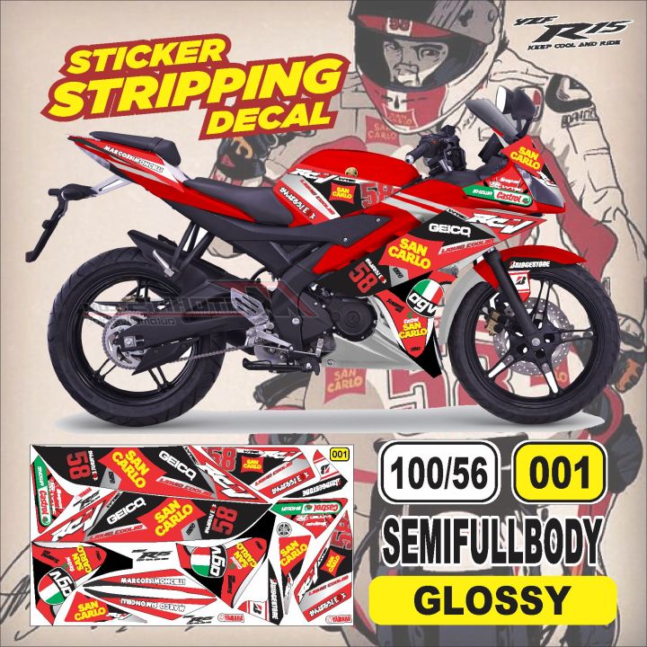 Stiker decal striping Yamaha R15 V2 Semifullbody Variasi Moto Gp Semua ...