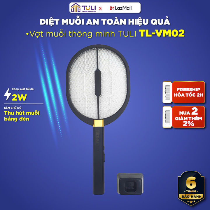 Vợt Muỗi Thông Minh TULI TL-VM02, Kiêm đèn bắt muỗi, 3 Lớp Lưới An Toàn ...