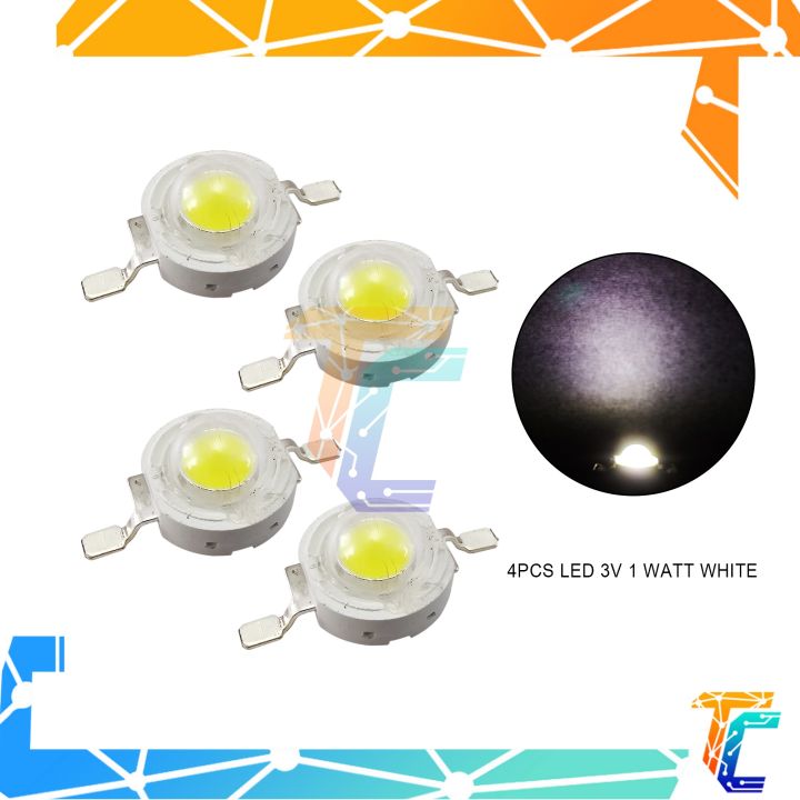 4pcs led 3v 1 watt white 1W Diode High Power Cool White Led Beads 1 Watt Lamp Chip 3V-3.4V 110 ...