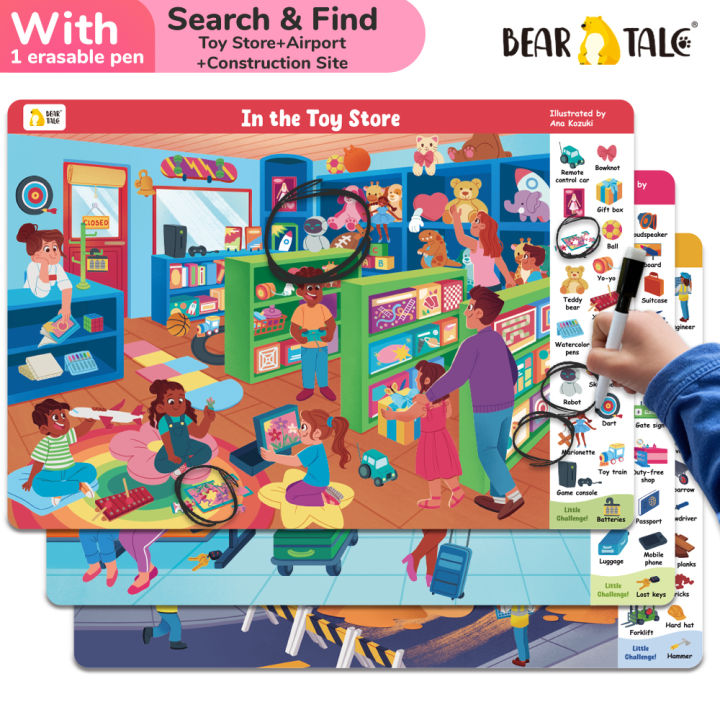 BEAR TALE Seek and Find Book Interactive Erasable Search Books for ...
