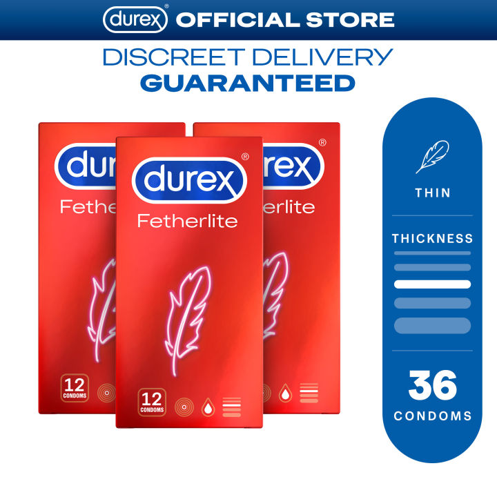 Durex Fetherlite Thinner Lubricated Condoms 12s (Set of 3 - 36 Condoms ...