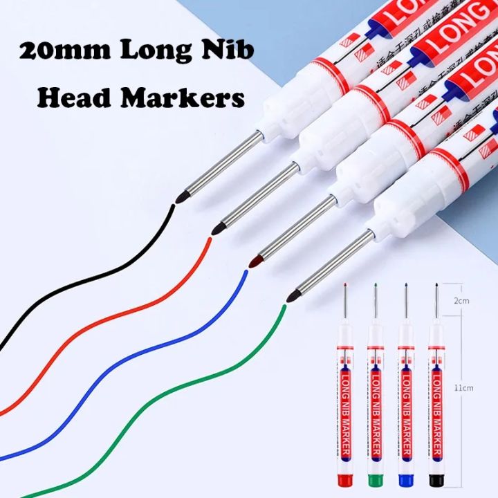 3pcs 20MM Long Nib Markers Deep Hole Head Four Color Waterproof Marker ...