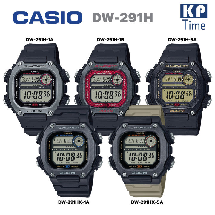 Casio แบตเตอรี่ 10 ปี กันน้ำ 200m นาฬิกาข้อมือผู้ชาย สายเรซิน รุ่น DW-291H, DW-291HX ของแท้ ...