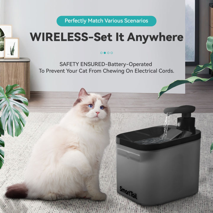 SmartTail Wireless Cat Water Fountain, Battery Operated Automatic Pet ... SmartTail Wireless Cat Water Fountain, Battery Operated Automatic Pet ...